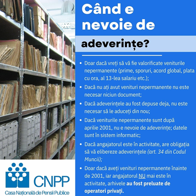 CNPP - Lista veniturilor care se valorifică la recalcularea pensiilor - NOUTĂȚI